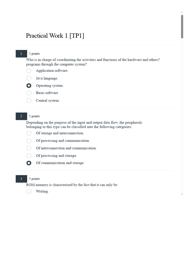 Practical Work 1 (Tp1) Computer Resources 100% | PDF