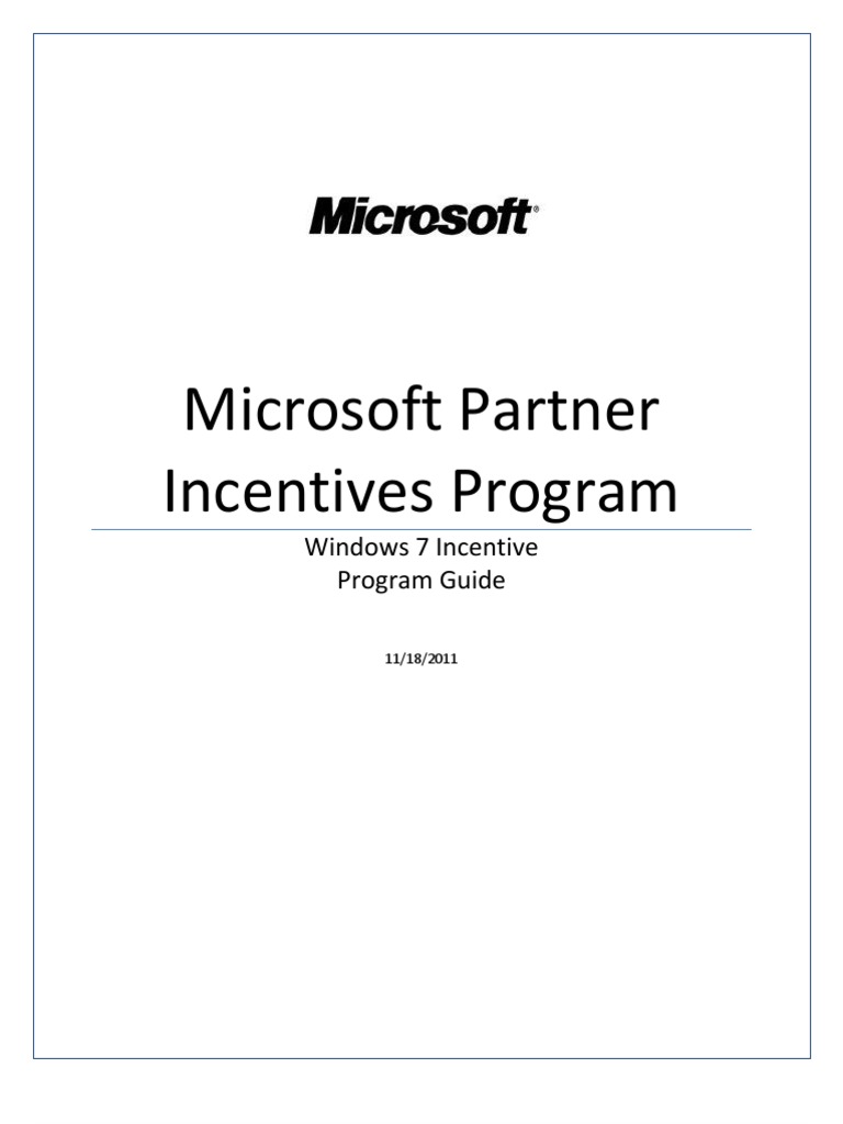 Microsoft Windows 7 Incentive Program Guide Summary | PDF | Sales ...