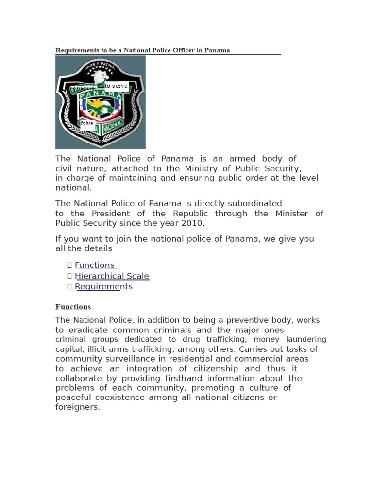 National Police of Panama Overview | PDF | Police | Panama