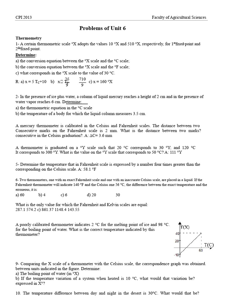 Exercises on Thermometry, Expansion, and Heat | PDF | Thermal Expansion | Fahrenheit