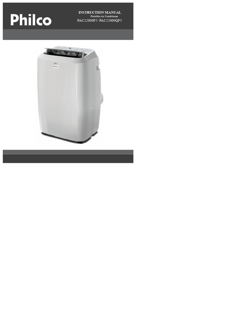 Philco PAC12000QF5 Portable Air Conditioner Manual Hot Cold | PDF | Air ...