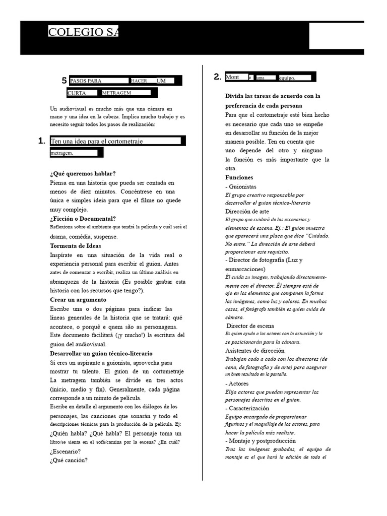 Guía para Crear un Cortometraje Efectivo | PDF