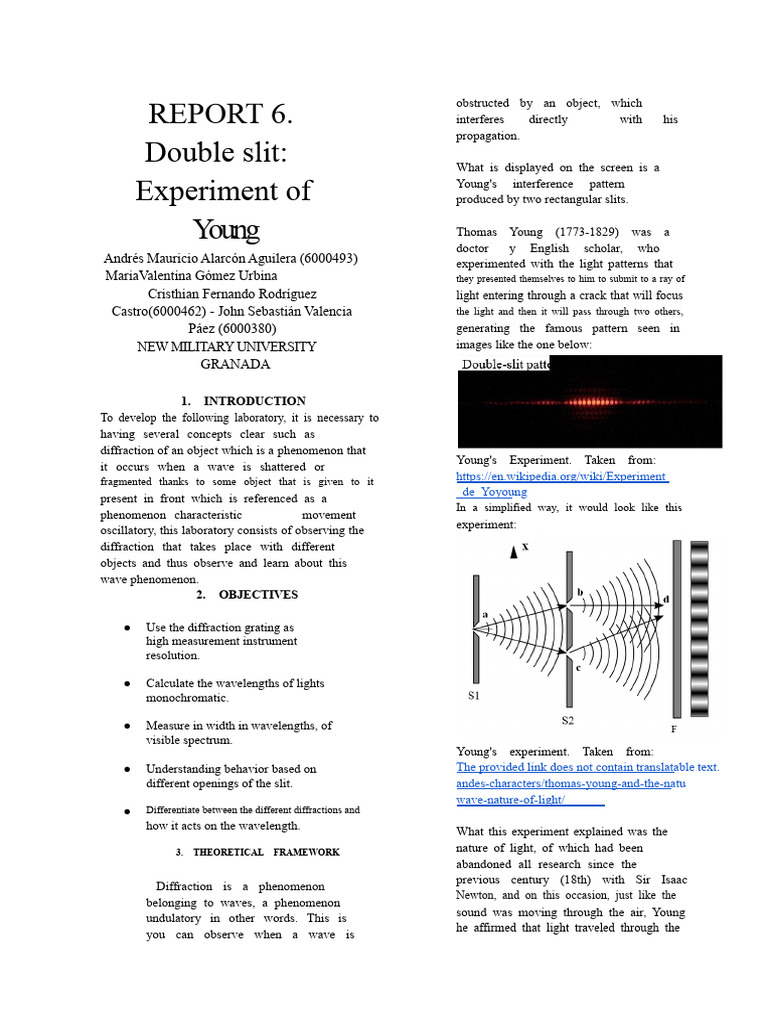 Young's Double Slit Experiment Overview | PDF | Diffraction | Light