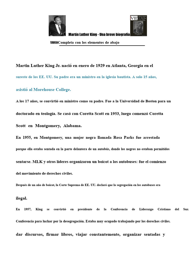 Biografía de Martin Luther King Jr. | PDF