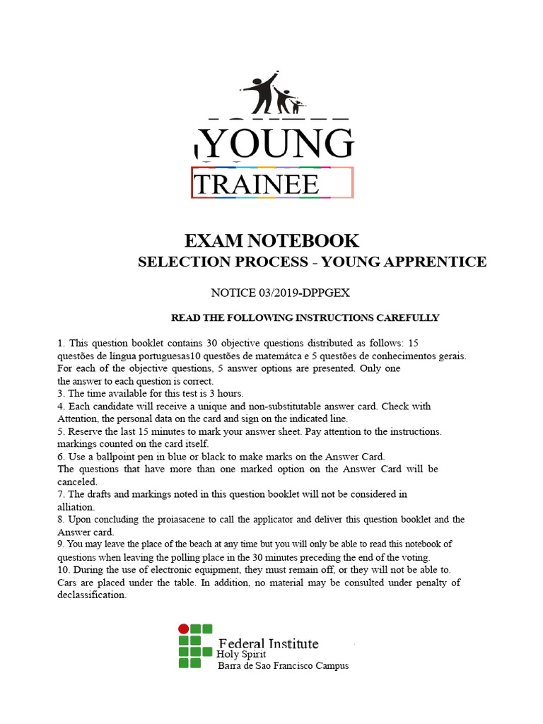 Question Notebook - Young Apprentice - Notice 03-2019-DPPGEX | PDF