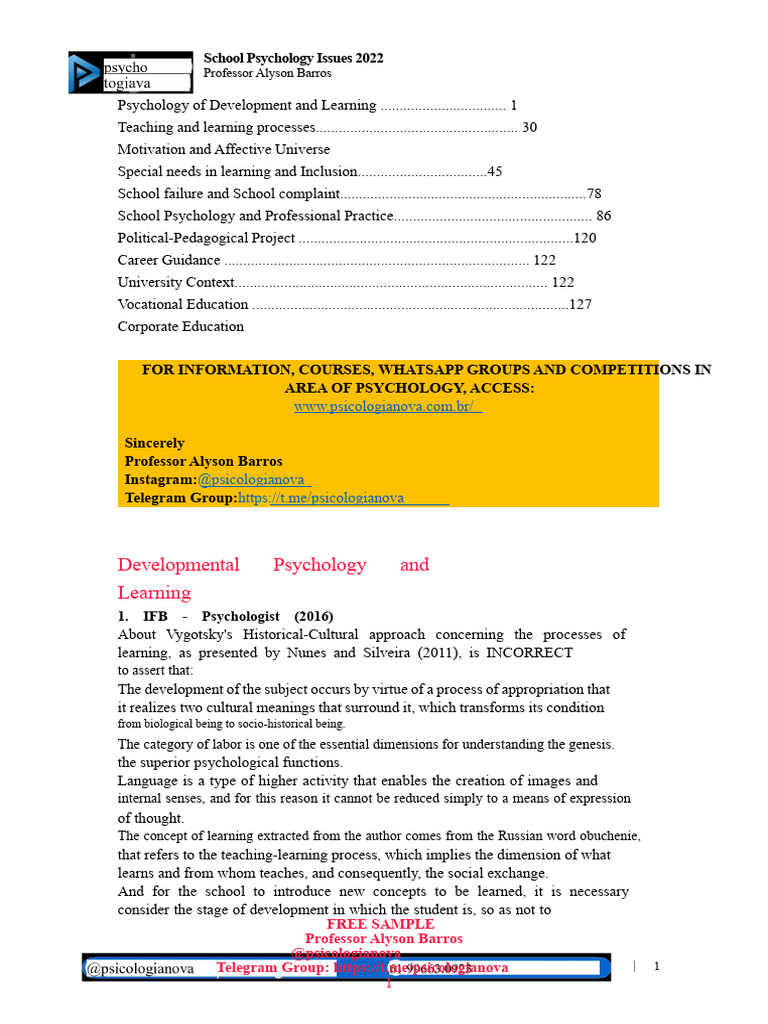 School Psychology Issues Graded and Commented New Psychology | PDF ...