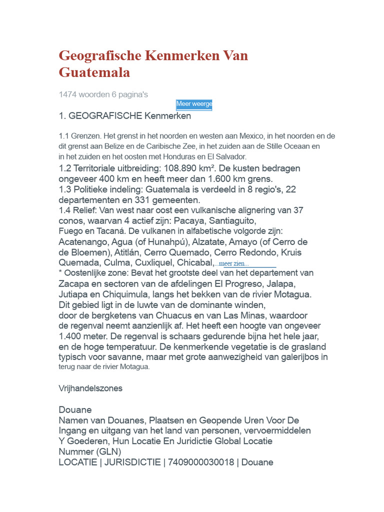 Geografische Kenmerken Van Guatemala | PDF