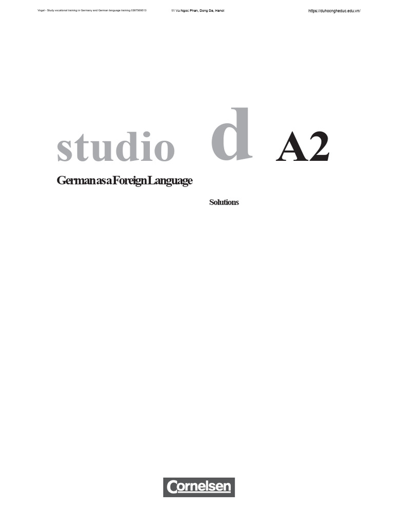Solutions for Studio D A2 Exercises | PDF | German Language | Linguistics