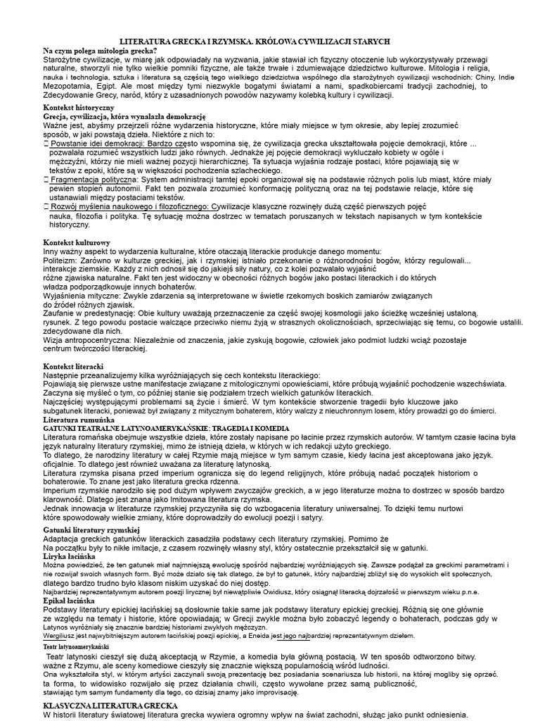 Literatura Grecka I Rzymska 11 2024 | PDF