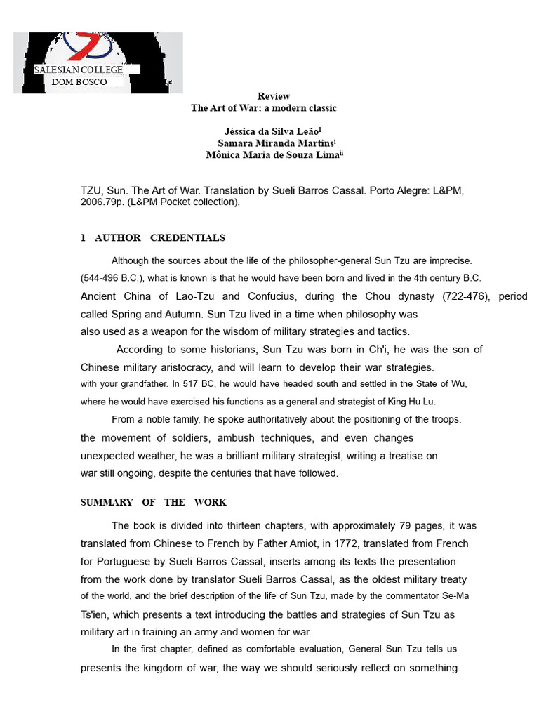 critical review The Art of War | PDF | The Art Of War | Courage