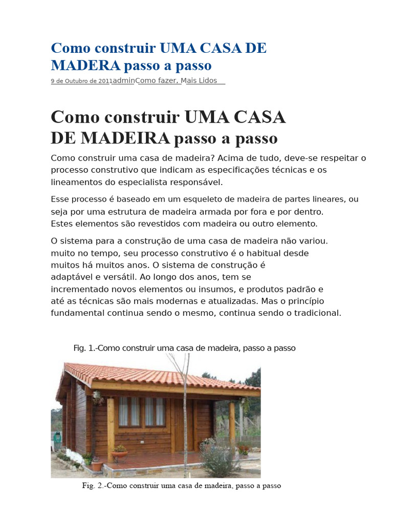Como Construir UMA CASA de MADEIRA Passo a Passo | PDF | Madeira