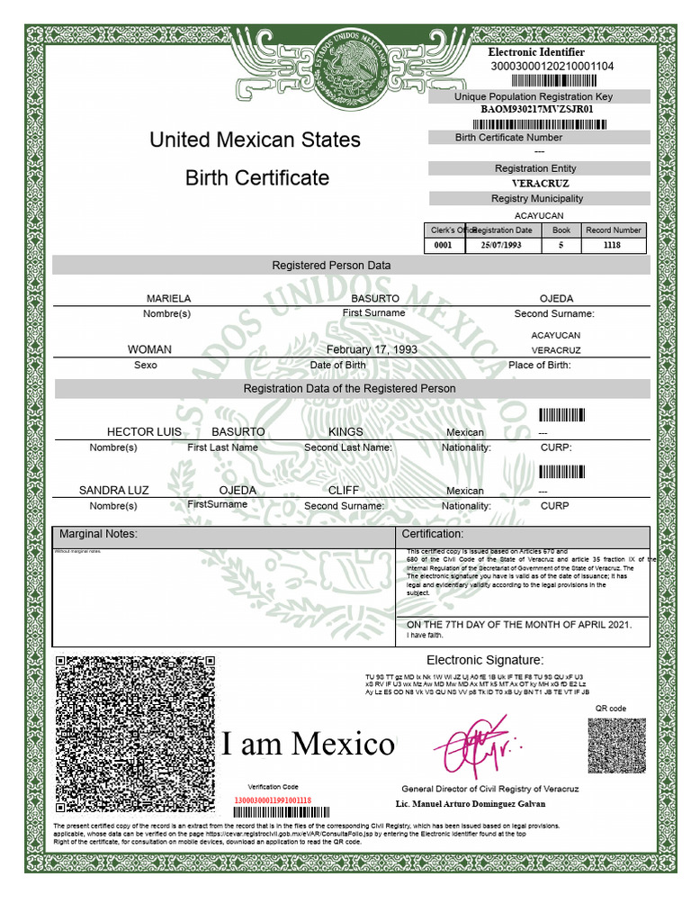 Example of Birth Certificate | PDF | Birth Certificate | Government And ...