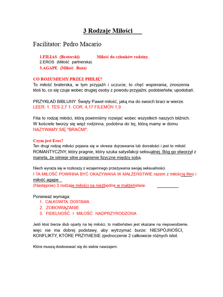 3 Rodzaje Miłości - Streszczenie | PDF
