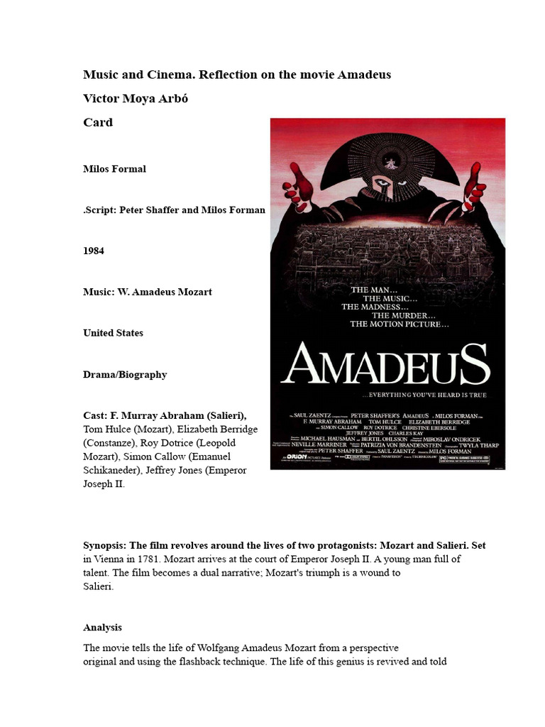 Reflection On The Movie Amadeus | PDF