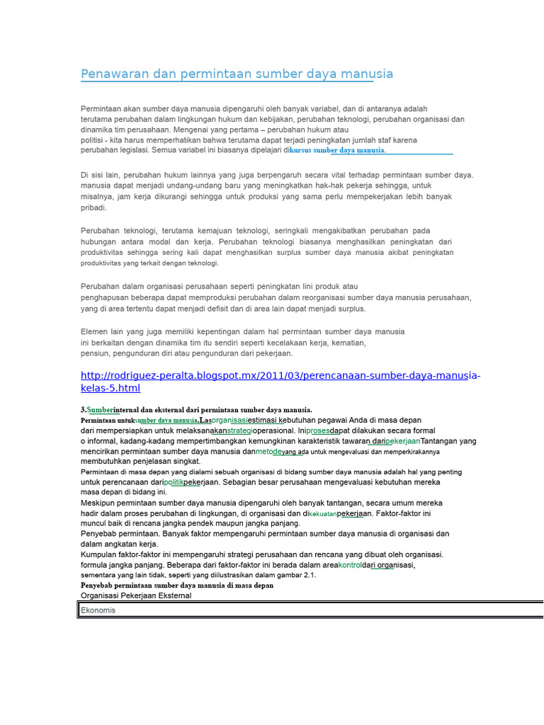Faktor Pengaruh Permintaan SDM | PDF