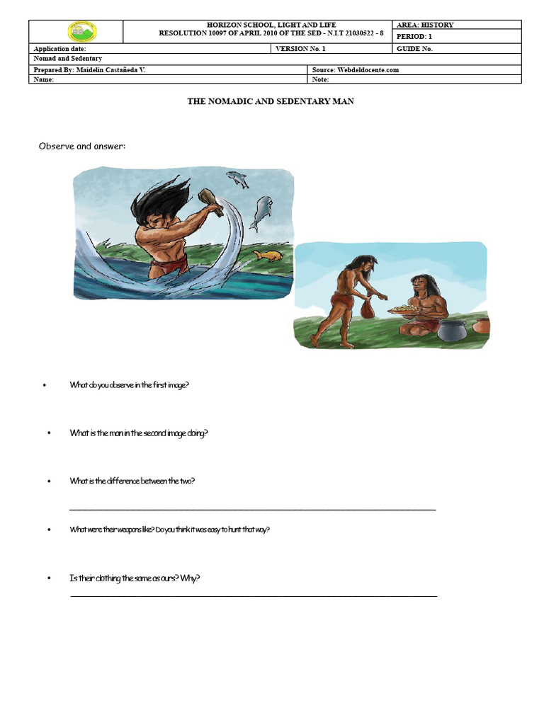 The Nomadic and Sedentary Man For Third Grade of Primary School | PDF ...