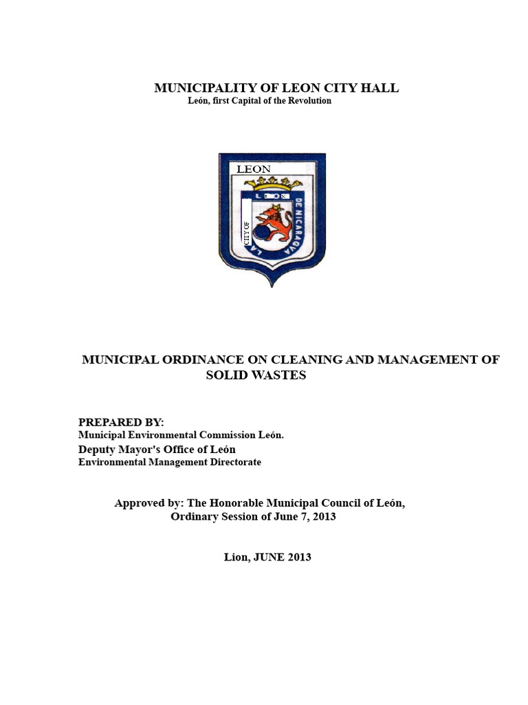 Solid Waste Ordinance Approved 06-07-13 | PDF | Waste | Waste Management