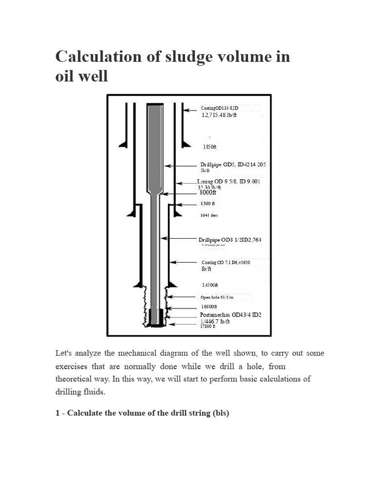 Sludge Volume Calculation in Oil Wells | PDF | Volume | Pipe (Fluid ...