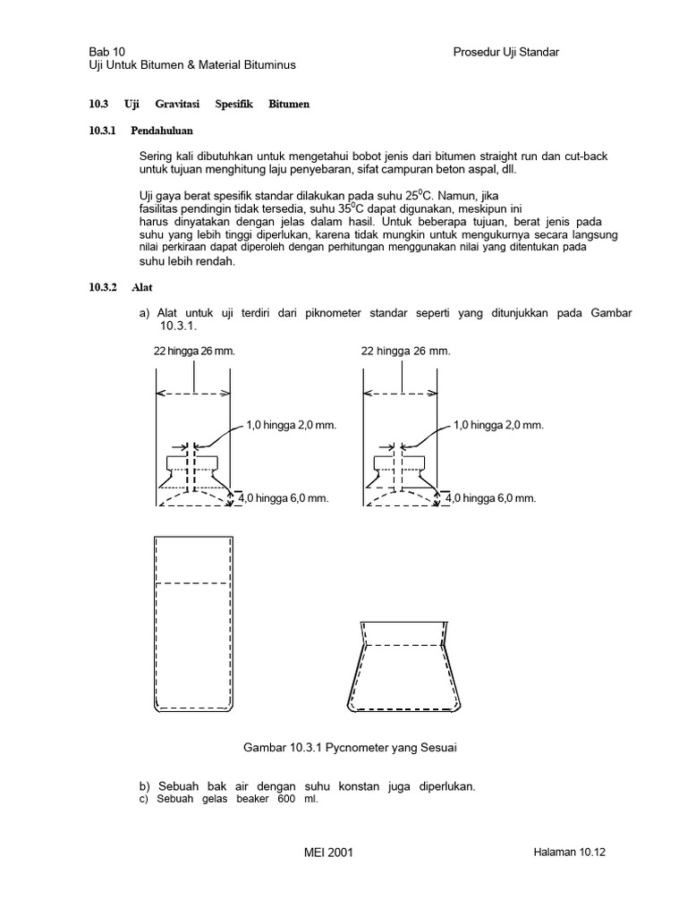 Uji Gravitasi Spesifik Bitumen PDF | PDF