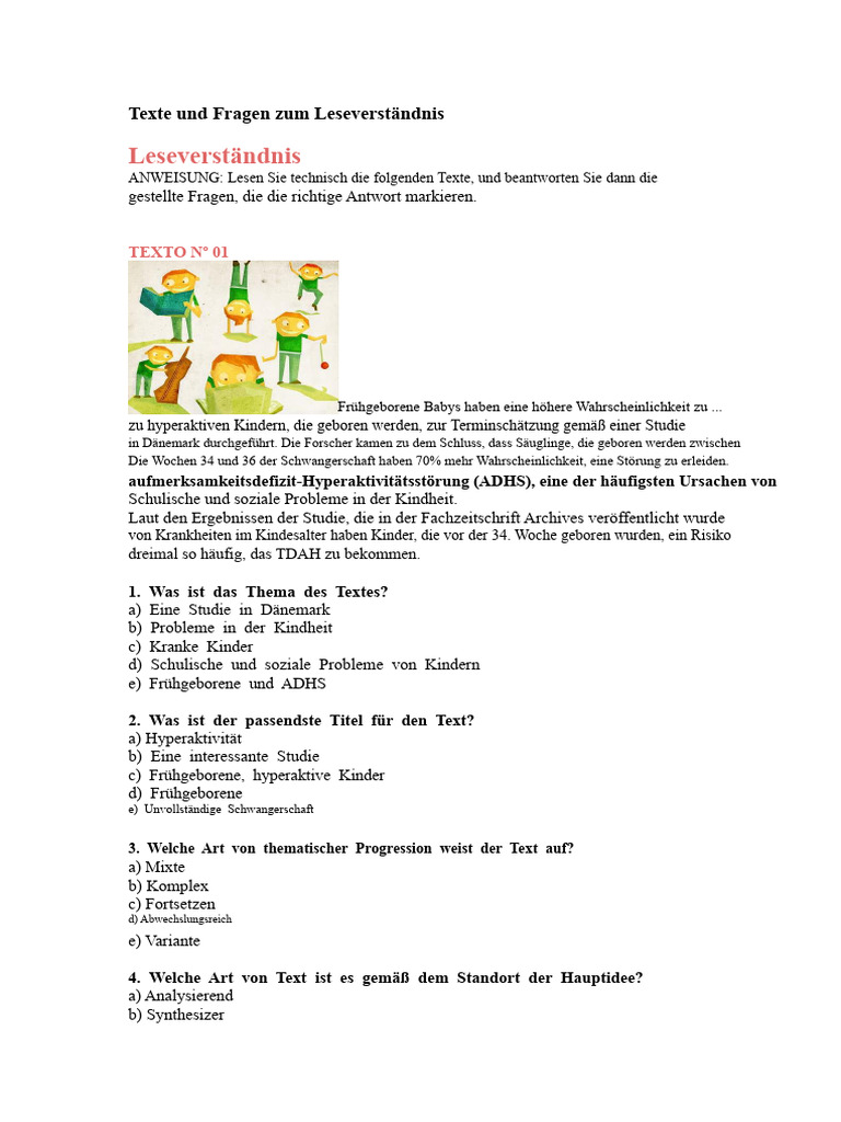 Texte Und Fragen Zum Leseverständnis | PDF