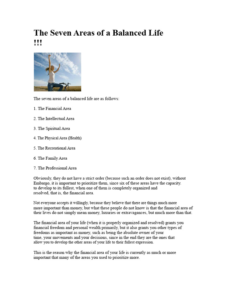 Seven Key Areas for Life Balance | PDF