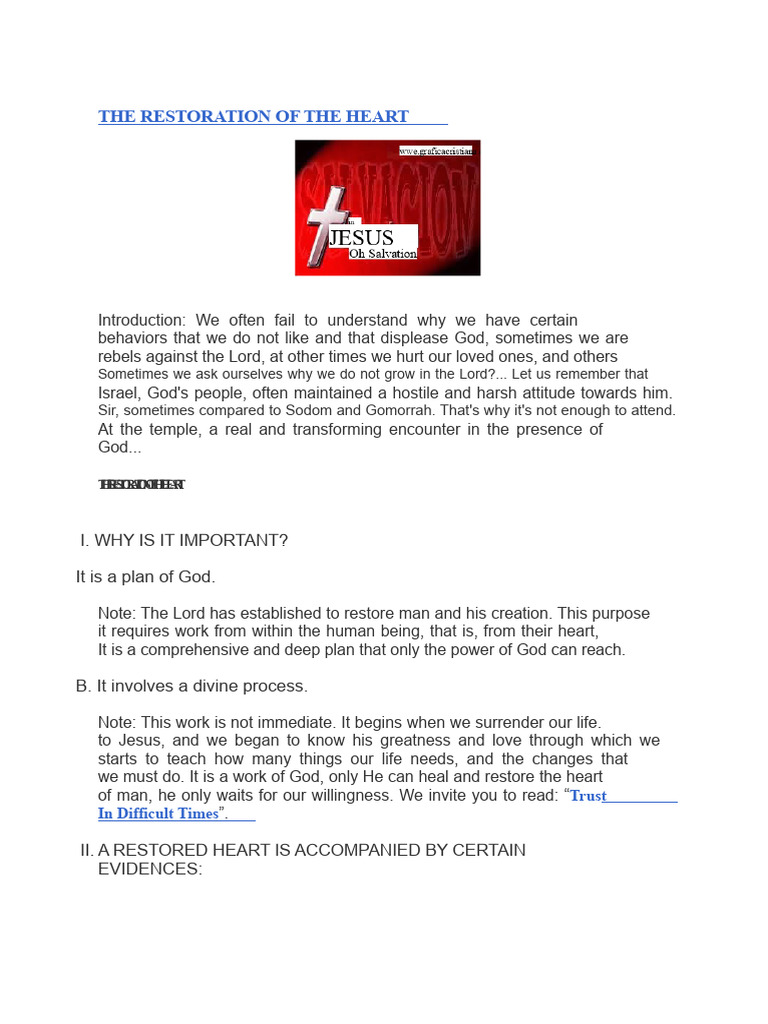 Heart Restoration Through Faith | PDF | Jesus | God
