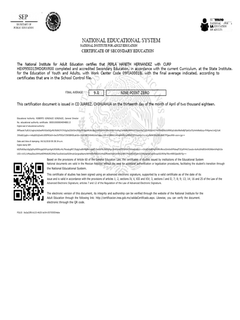 SECONDARY CERTIFICATE | PDF | Applications Of Cryptography | Access Control