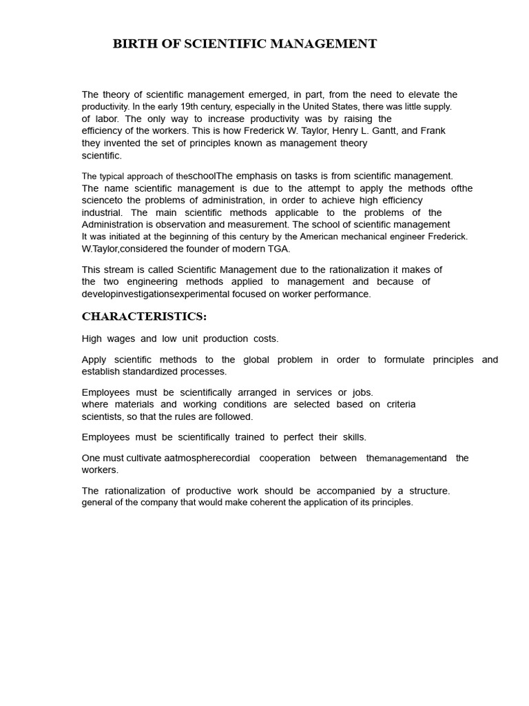 Origins of Scientific Management Theory | PDF | Business | Economies
