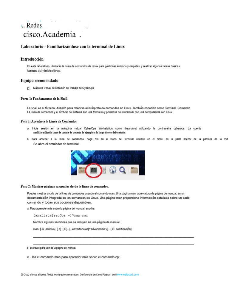 3.1.2.7 Laboratorio - Familiarizándose con el Shell de Linux | PDF ...