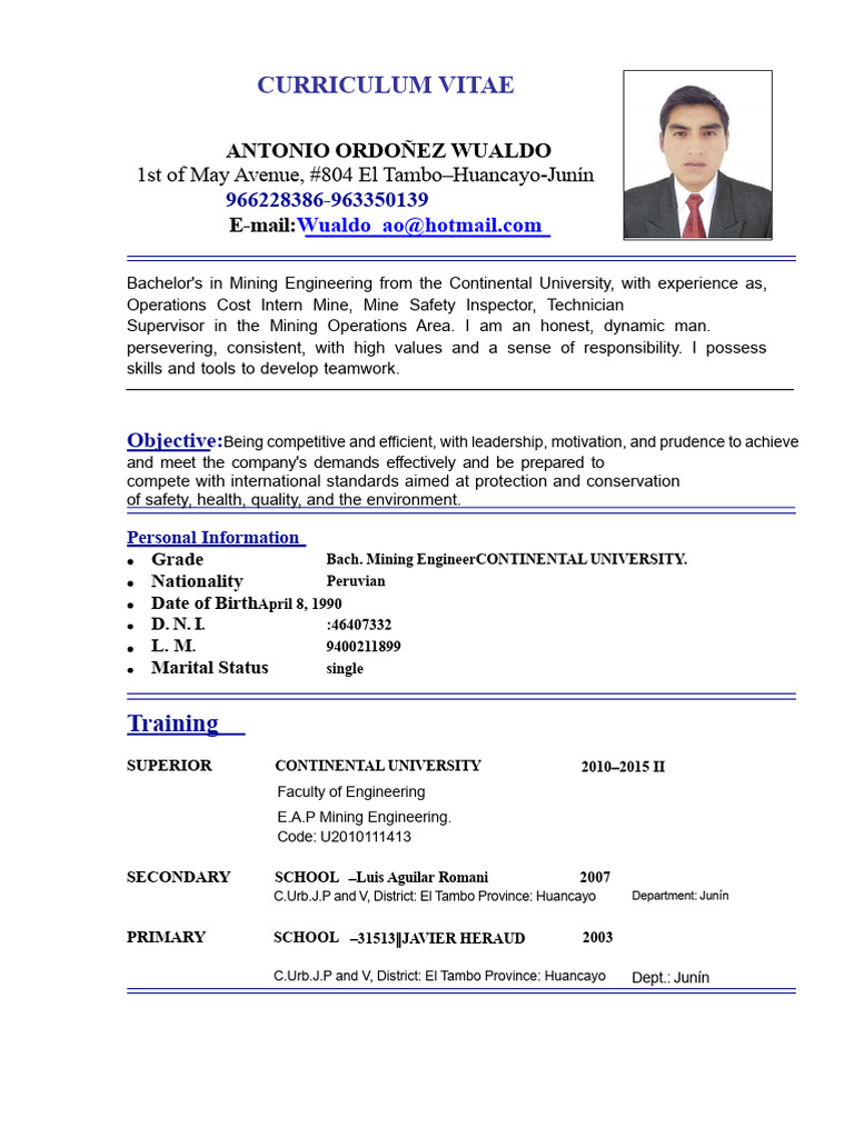 Bach-Mining Engineer - Chief Shift Assistant | PDF | Mining
