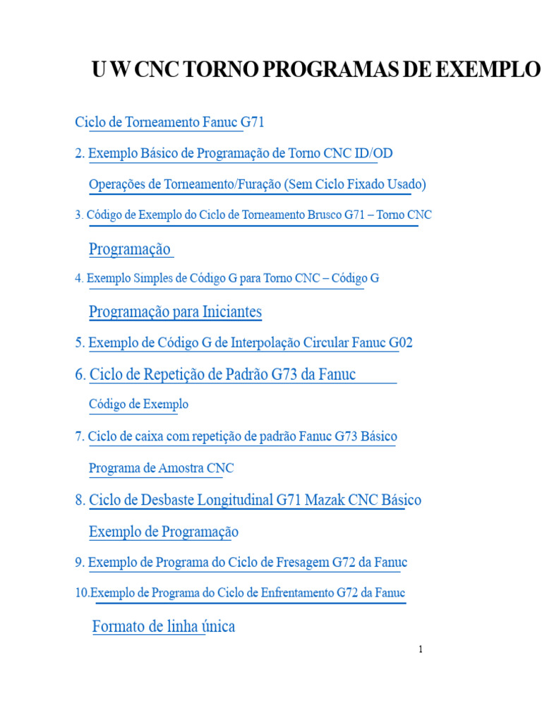 Programação G71 para Torno CNC | PDF | Máquinas | Metalurgia