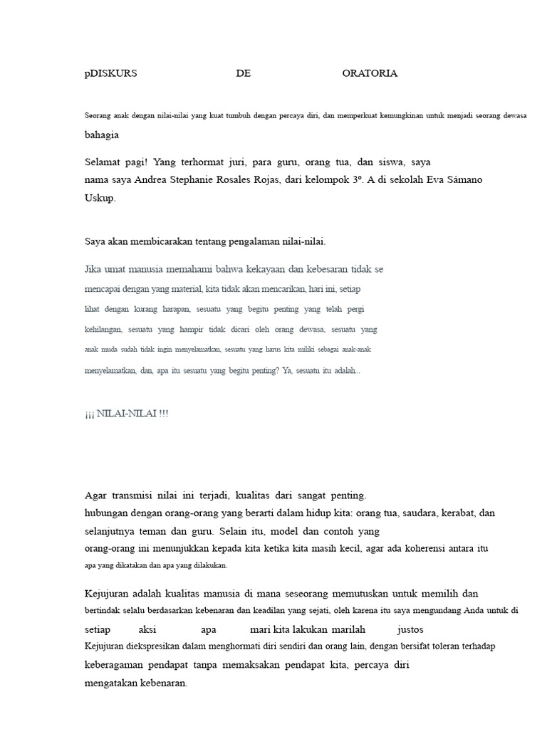 Orasi Tentang Nilai-Nilai | PDF