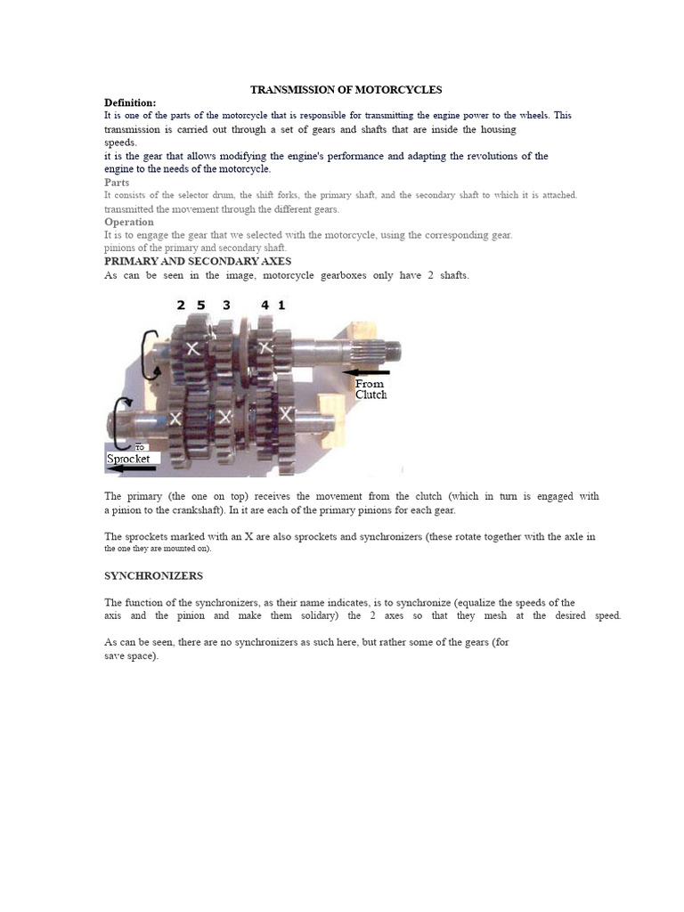Motorcycle Gearbox Components Explained | PDF | Manual Transmission | Gear