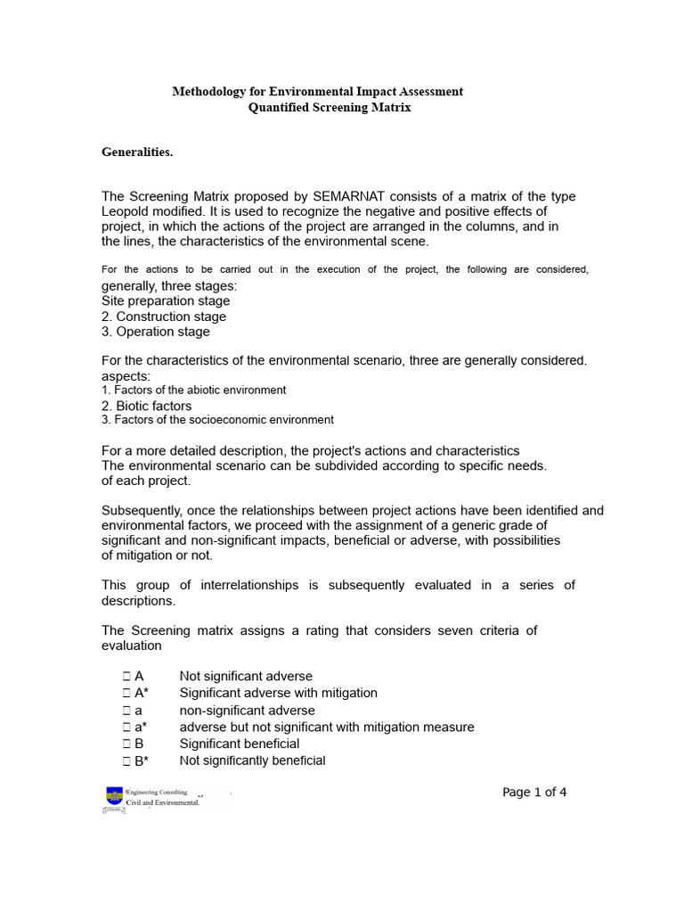 Quantified Screening Matrix Overview | PDF | Applied Mathematics