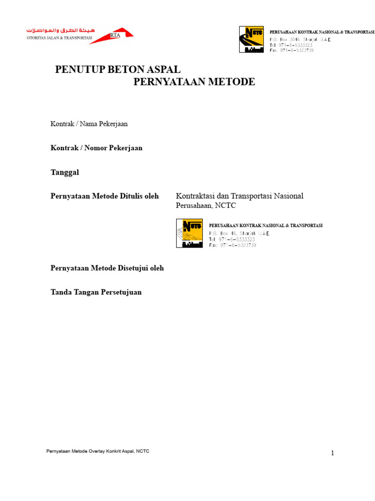Pernyataan Metode Overlay Aspal - Final | PDF
