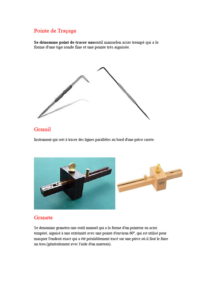 Outils de Traçage et Pointe de Traçage | PDF | Marbre | Marteau (outil)