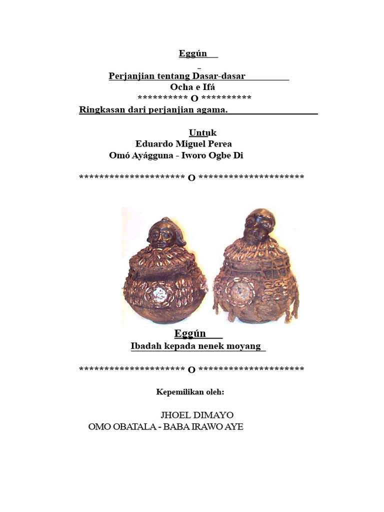 Dasar-Dasar Pemujaan Eggún dalam Yoruba | PDF