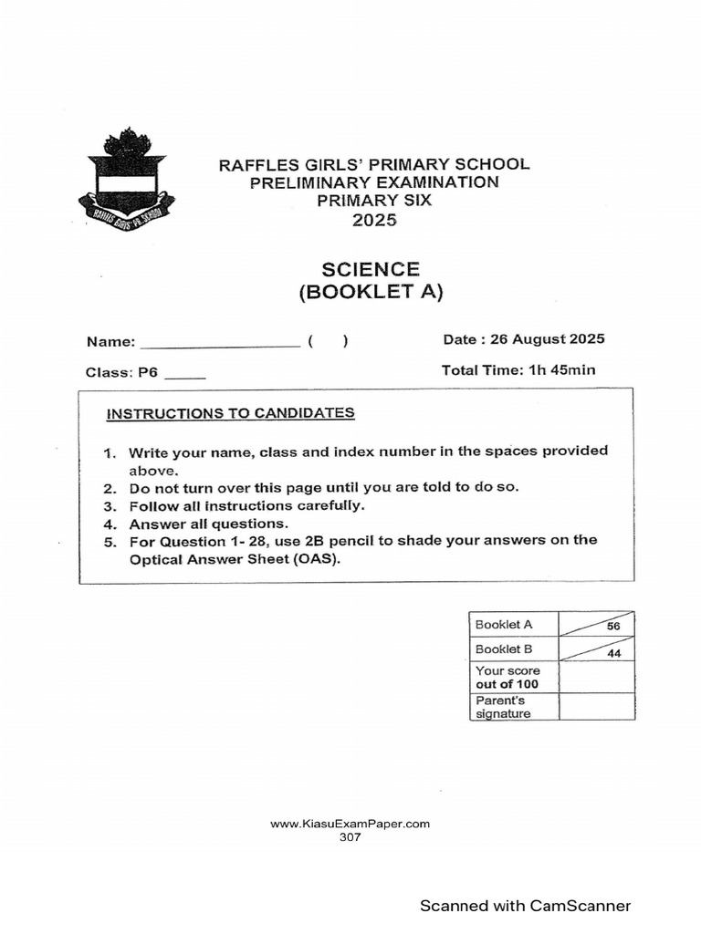 Raffles Girls School Prellim Science | PDF
