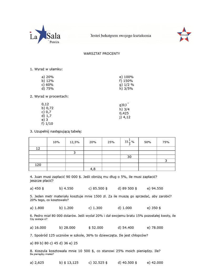 Procent W Siódmej Klasie | PDF