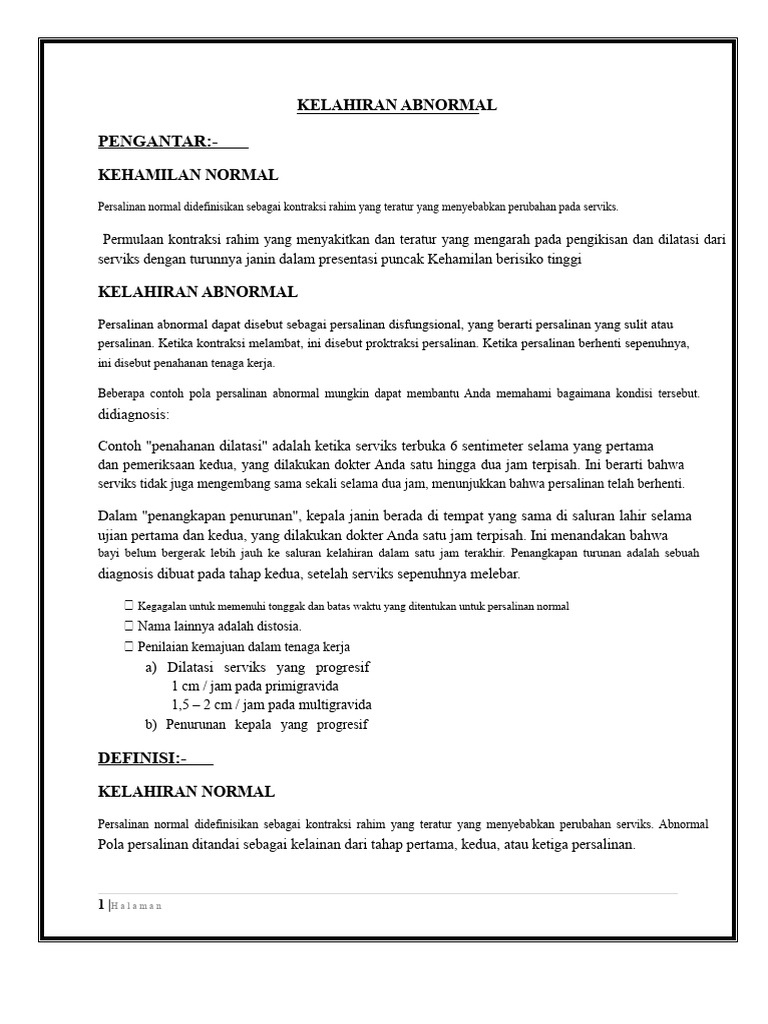 Kelahiran Abnormal: Penyebab dan Jenisnya | PDF