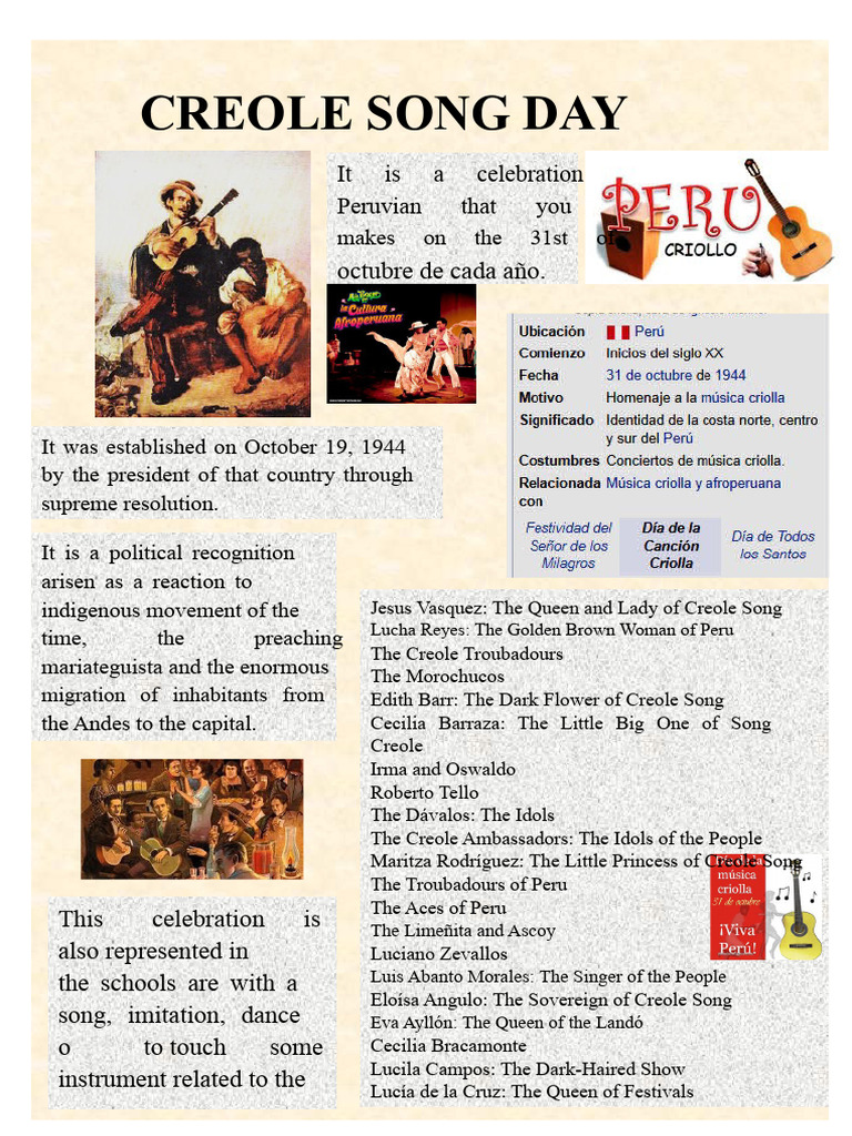 Creole Song Day Celebration in Peru | PDF