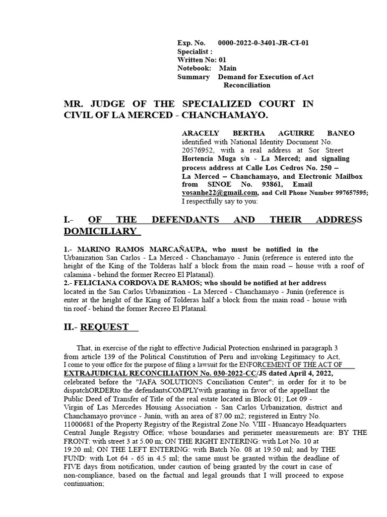 Request For Granting of Public Deed - Execution of Act | PDF | Lawsuit ...
