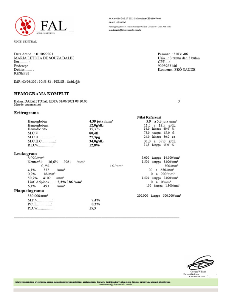 Hasil - Laboratorium FAL - 98445785739 | PDF