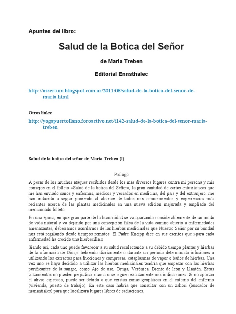Salud de La Botica Del Senor de Maria Treben | PDF | Plantas ...