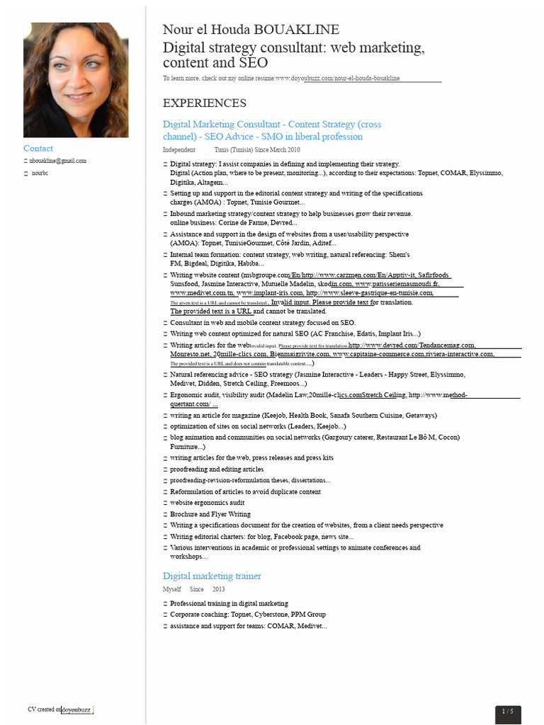 CV Nour El Houda Bouakline | PDF | Search Engine Optimization | Digital ...