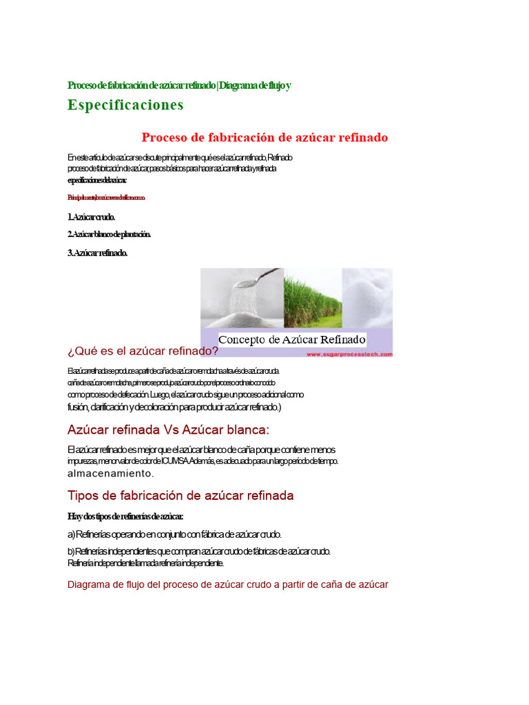 Proceso de Fabricación de Azúcar Refinado | PDF | Sacarosa | Azúcar