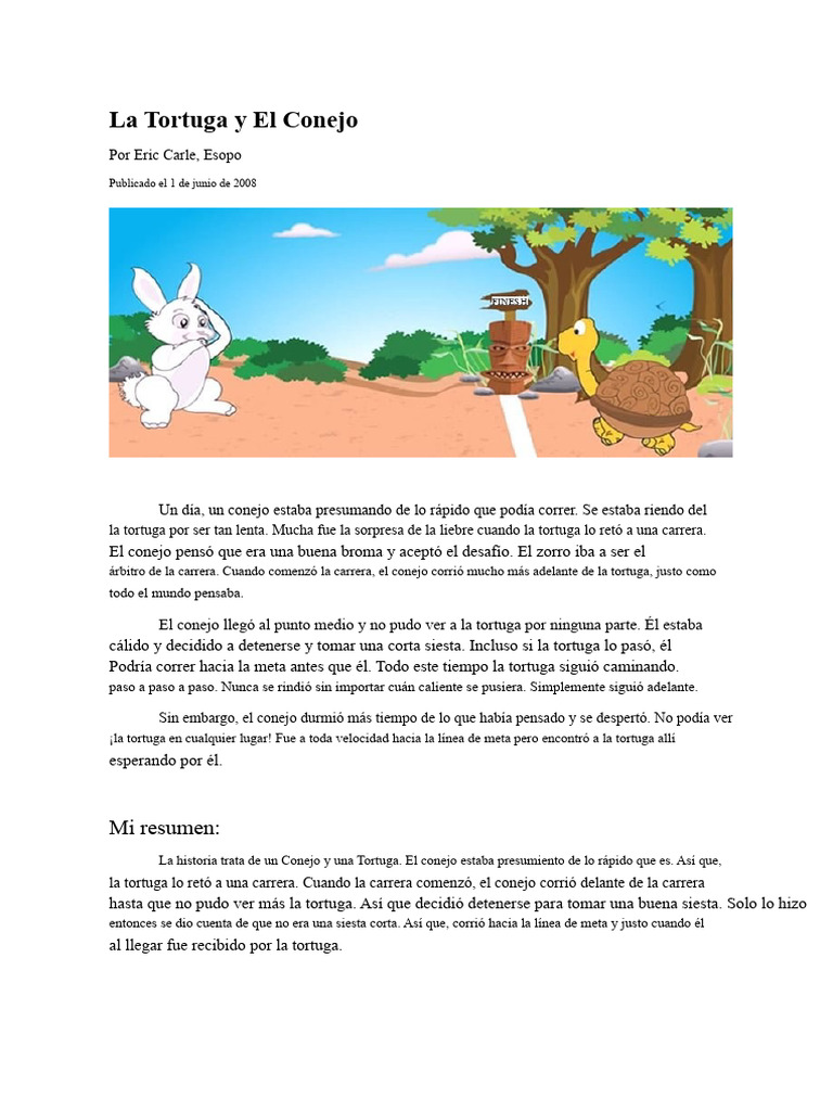 La Carrera del Conejo y la Tortuga | PDF
