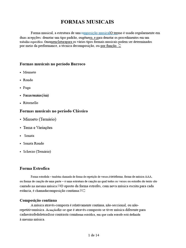 Formas de Música | PDF | Formas musicais | Sinfonia