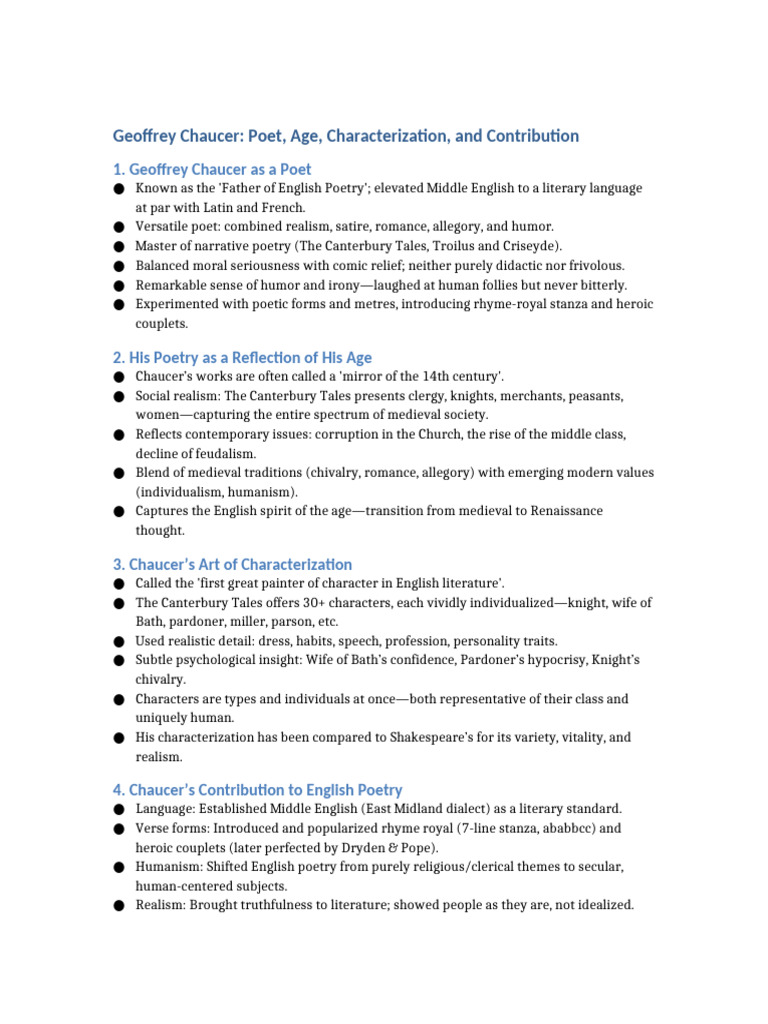 Geoffrey Chaucer | PDF | Poetry | The Canterbury Tales