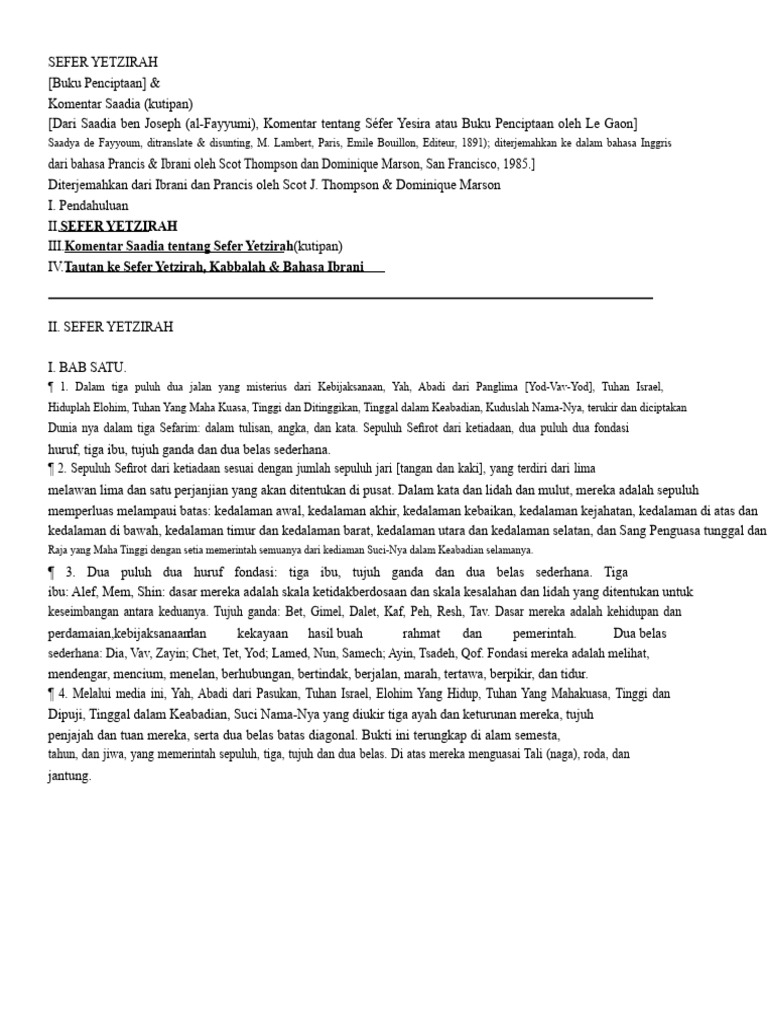 Versi Sepher Yetzirah Saadia Gaon | PDF